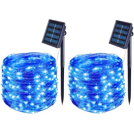 2 Pack Blue Outdoor Solar Lights, 39.4Ft Solar String Lights, 120LED ...