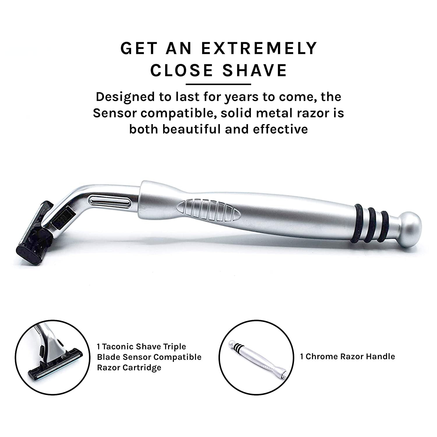 Heavyweight Chrome Razor Handle from Taconic Shave – Includes One ...