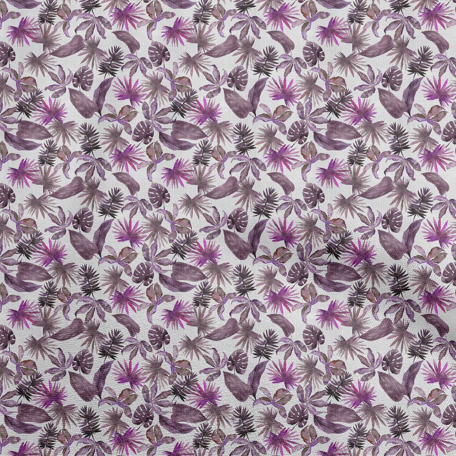 oneOone Silk Tabby Dark Magenta Fabric Tropical Sewing Material Print ...