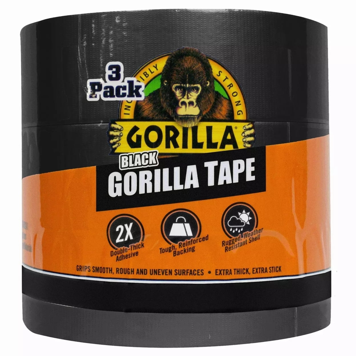 The Gorilla Glue Company Gorilla 30-Yard Black Duct Tape (Pack of 3 ...