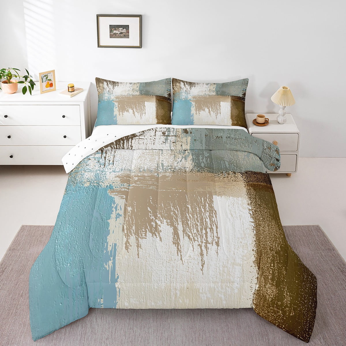 Click here for Erosebridal Blue Brown Gray Bedding Sets Queen Wit... prices