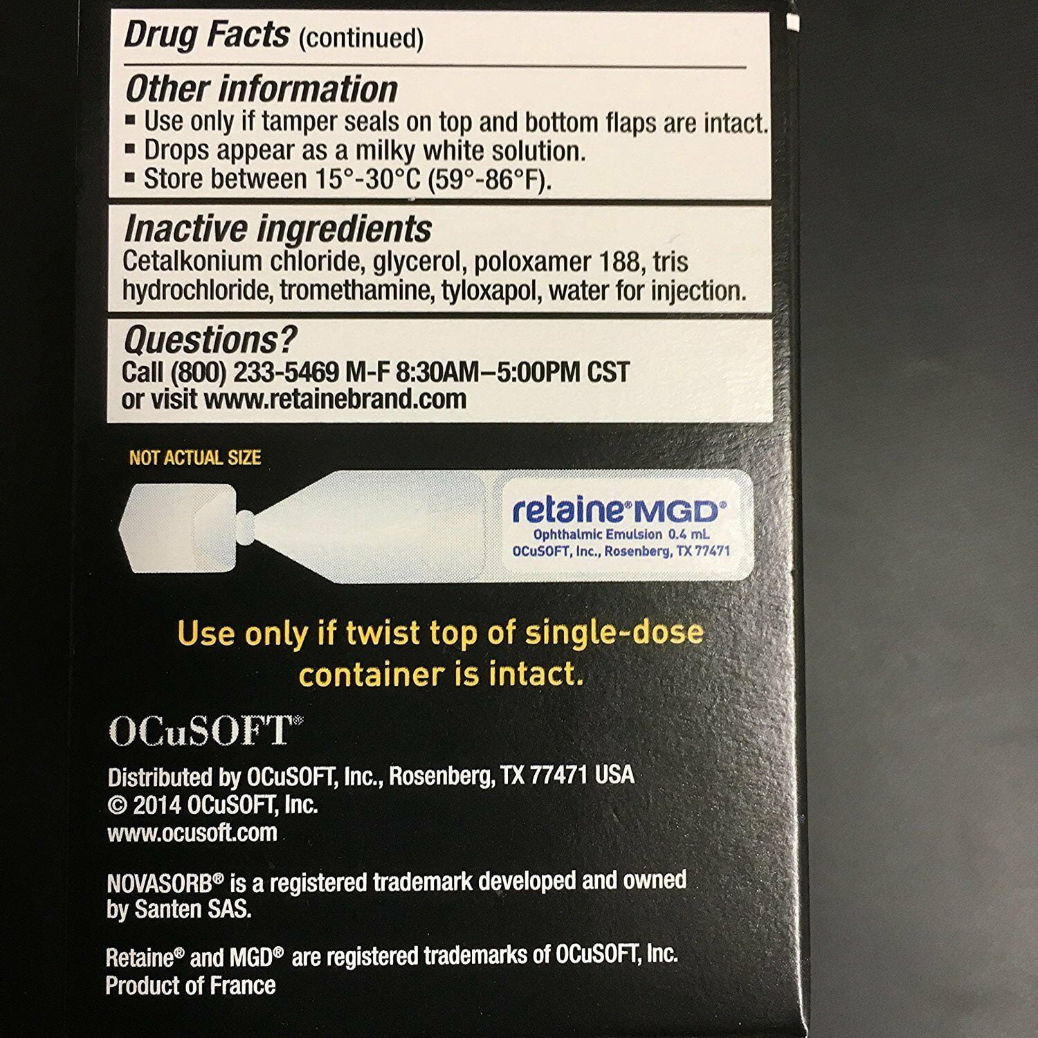 OCuSOFT Retaine MGD Sterile Eye Drops, Pack of 60 in Nepal at NPR 14371 ...