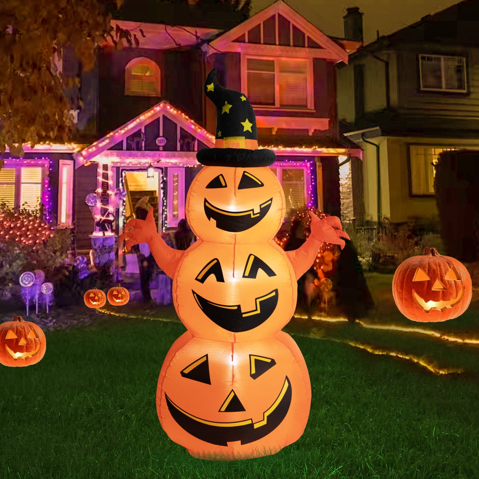 MUMTOP 6 FT Halloween Inflatables Pumpkin with Light, Blow Up ...