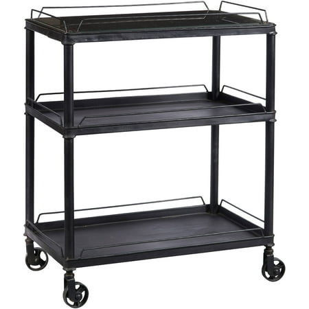 Mirrored Tray Top Metal Bar Cart - Walmart.com - Walmart.com