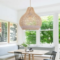 Arturesthome Hanging Wicker Lamp Dome Woven Light Fixtures 1-Lights ...