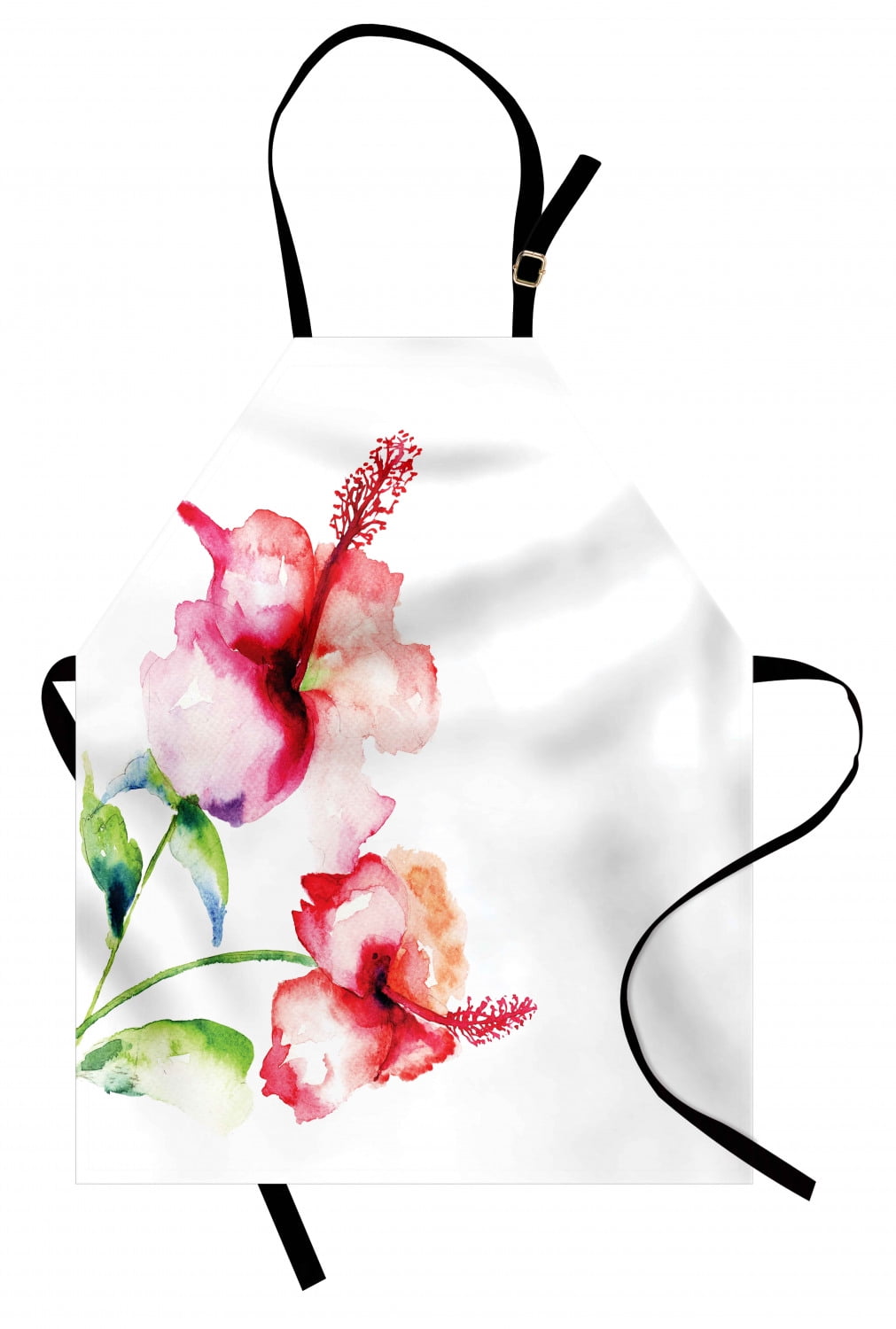 Watercolor Flower Apron Hibiscus Flowers on Plain Background in Pastel ...