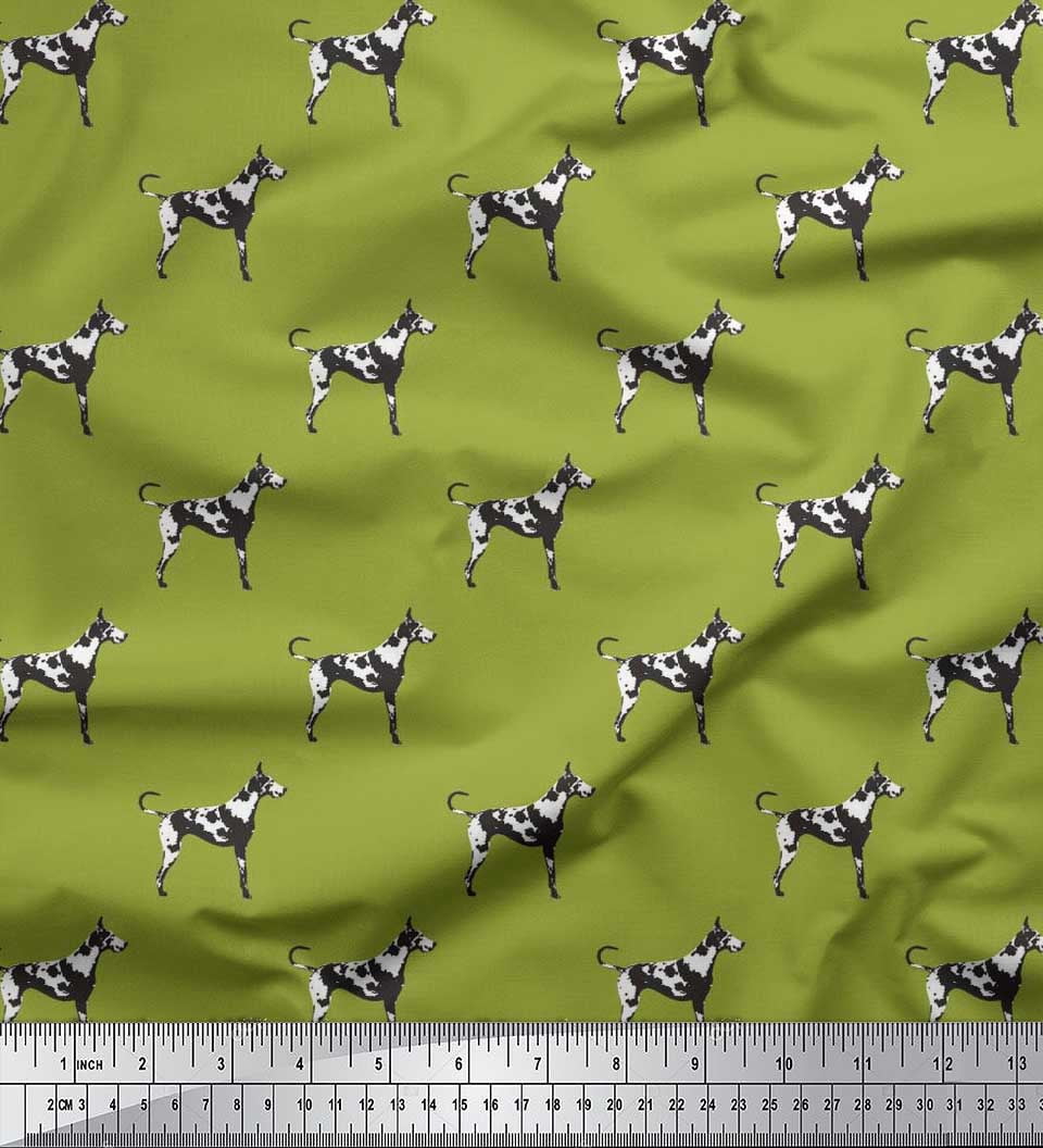 Soimoi Satin Silk Fabric Great Dane Dog Print Fabric by The Yard 42 ...