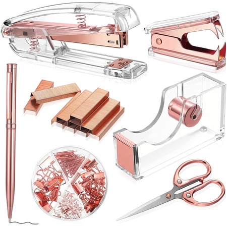 Office Supplies Set Desk Accessory Kit, Acrylic Stapler Set Staple ...