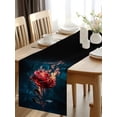 Burlap Table Runner 36 Inches Long, Red Rose Burn Fire on Black Non ...