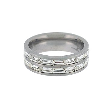 Titanium Polished Grooved Comfort Back CZ Ring - Walmart.com