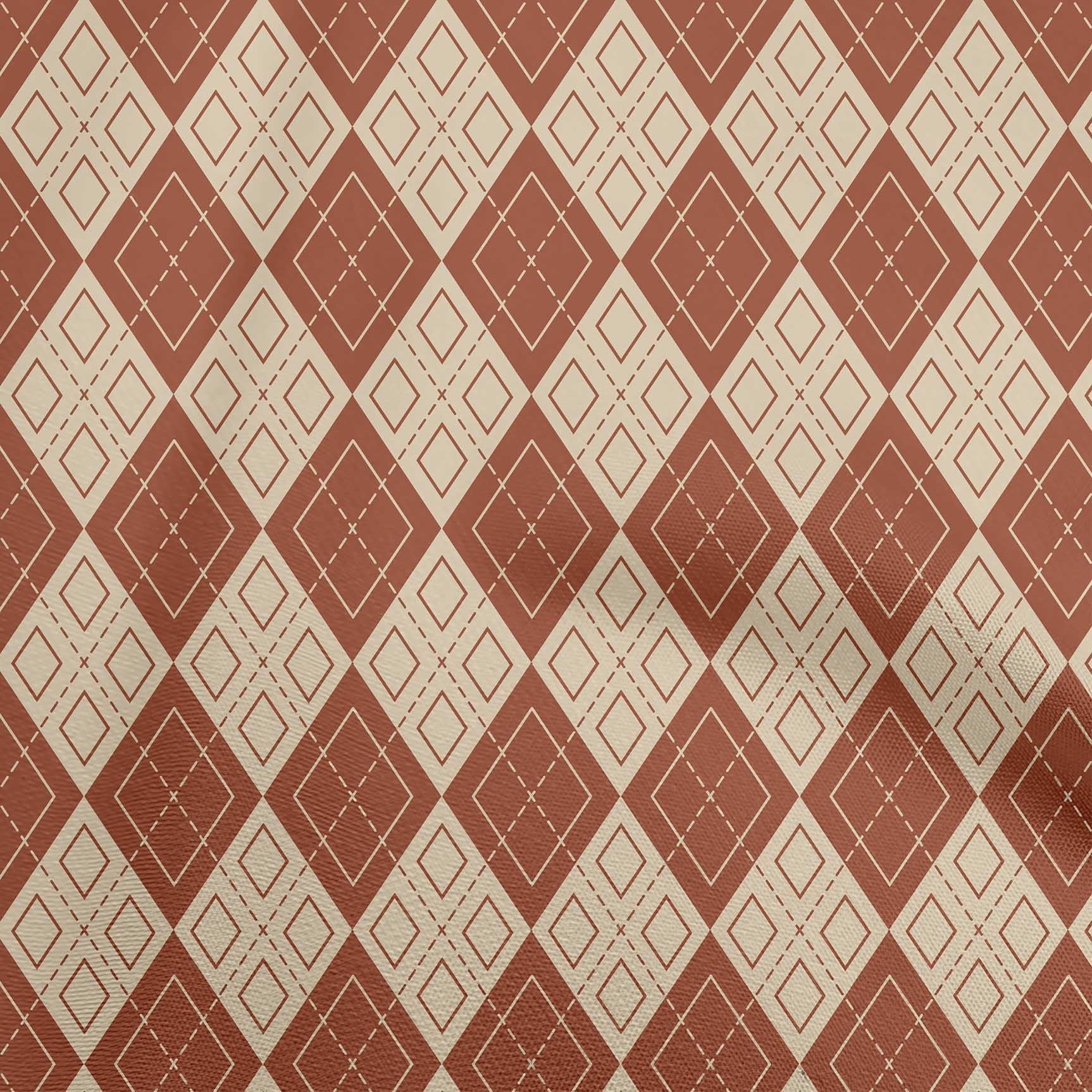oneOone Velvet Rust Brown Fabric Argyle Sewing Material Print Fabric By ...