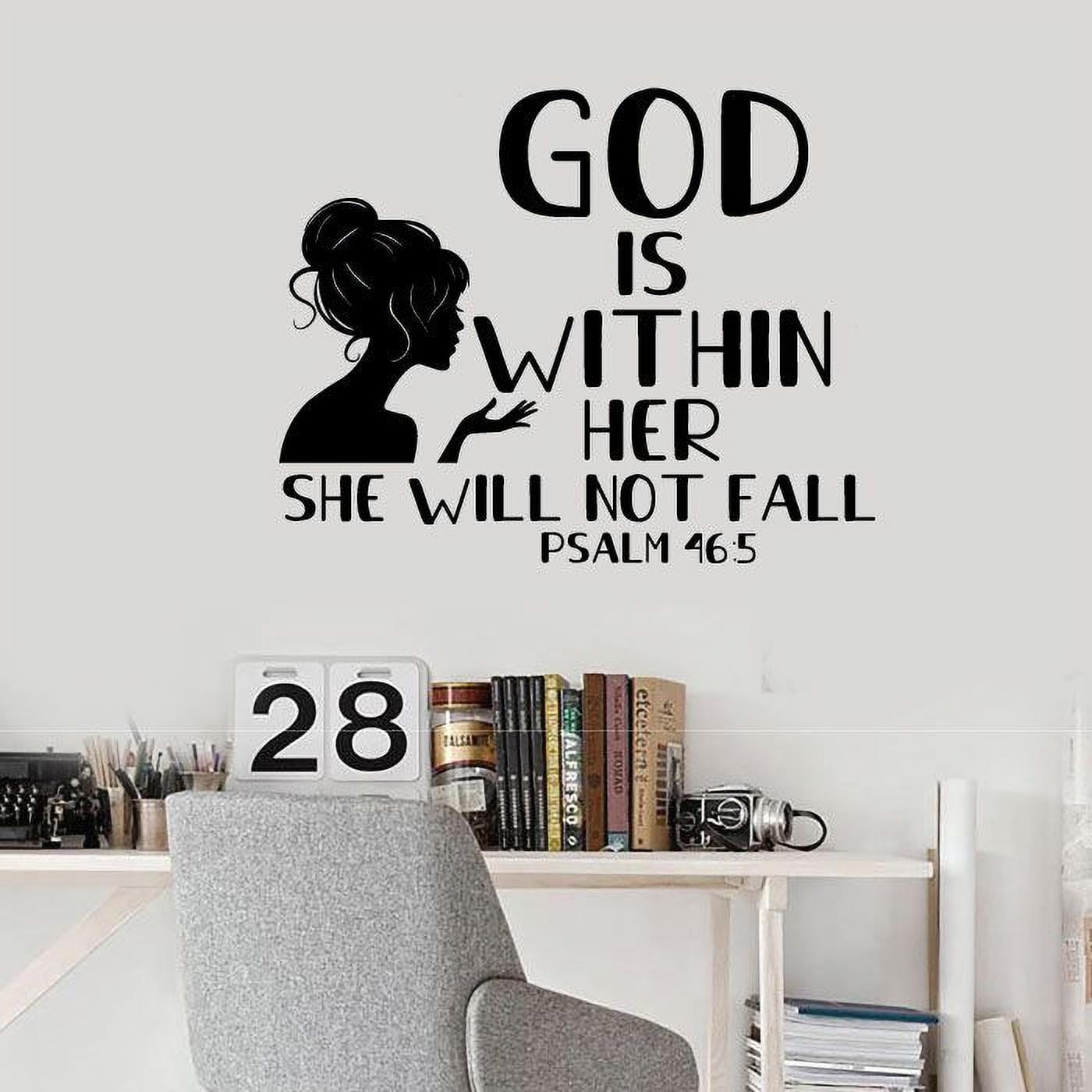 God Is Within Her She Will Not Fall Psalm 46:5 Woman Silhouette Bible ...