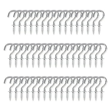 50pcs Cup Hooks Screw-in Wall 1/2 Inch Metal Thread Square Hooks Great ...