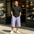 Mens Capri Pants Cropped Cargo Below Knee Shorts 3/4 Loose Fit ...