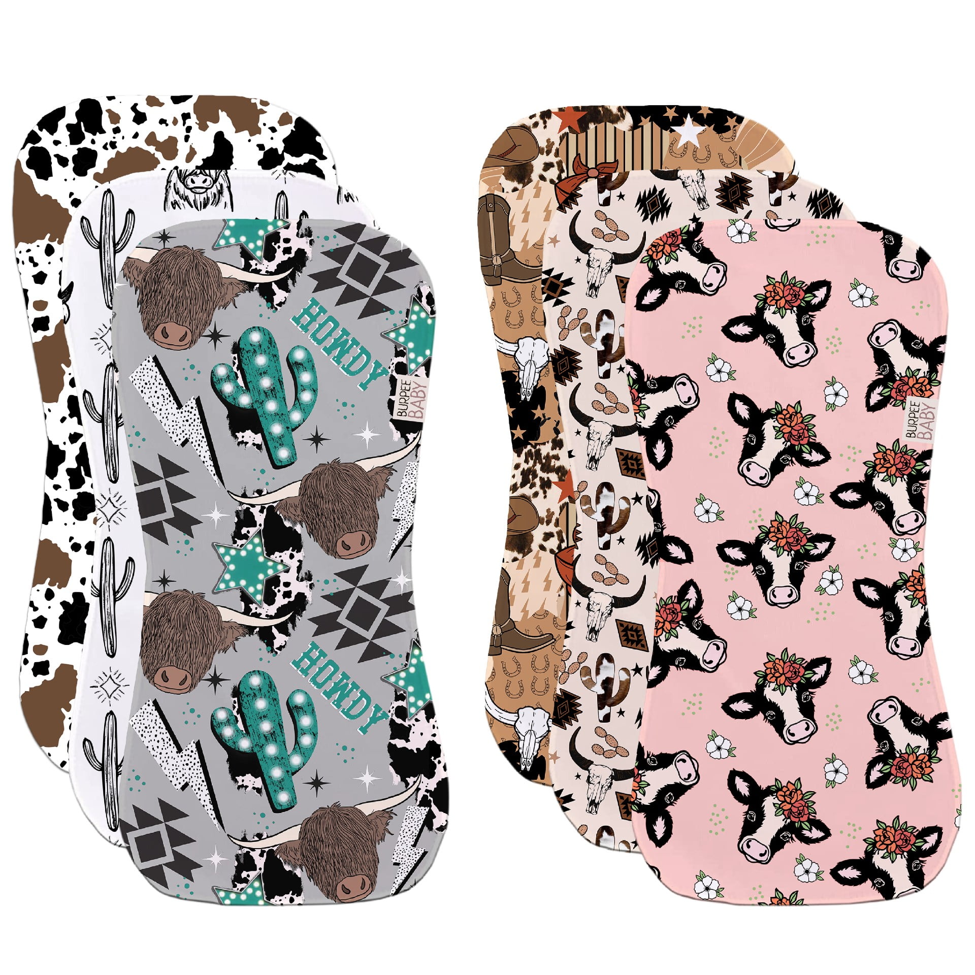 Western Cowprint Nashville Burp Cloths 6 Pack by Burpee Baby - Walmart.com