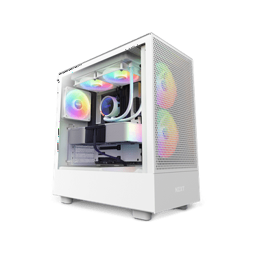 NZXT H6 FLOW RGB Compact Dual-Chamber Mid-Tower Airflow Case, White, CC ...