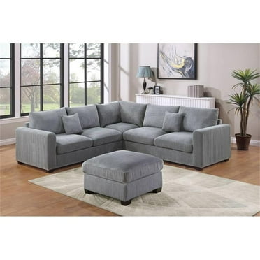 Aukfa 93" Sectional Sofa, Living Room Modular Couch with Ottoman ...