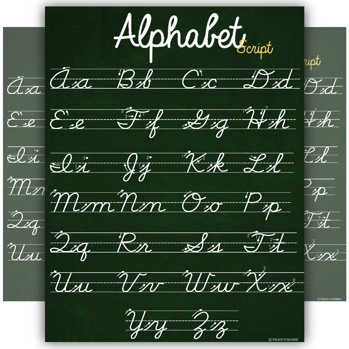 Abc Cursive Script Alphabet Poster Standard Size Chart Laminated Abc Cursive Script Alphabet Poster Standard Size Chart Laminated