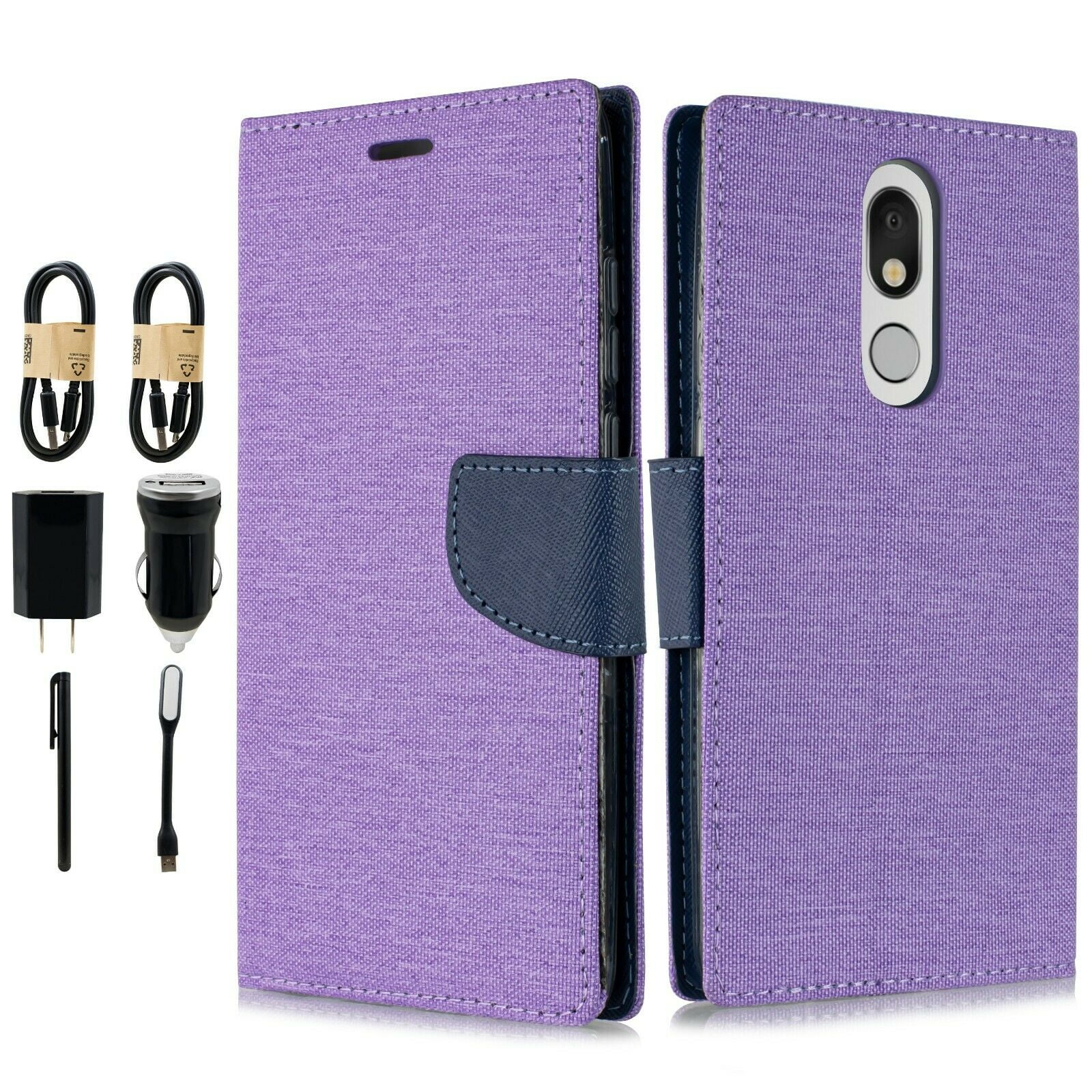 ~Value Pack~ for LG Stylo 5 Case Phone Case Hybrid 2-Tone Wallet Kick ...