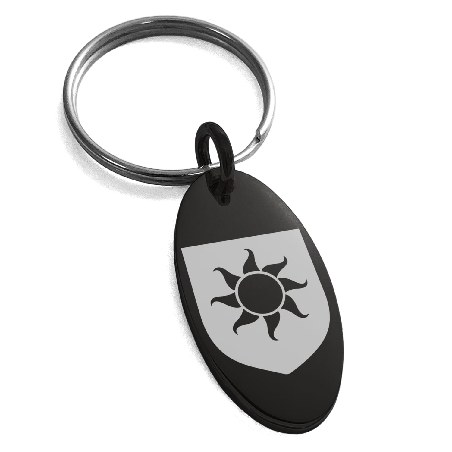 Stainless Steel Sun Splendor Coat of Arms Shield Engraved Small Oval ...