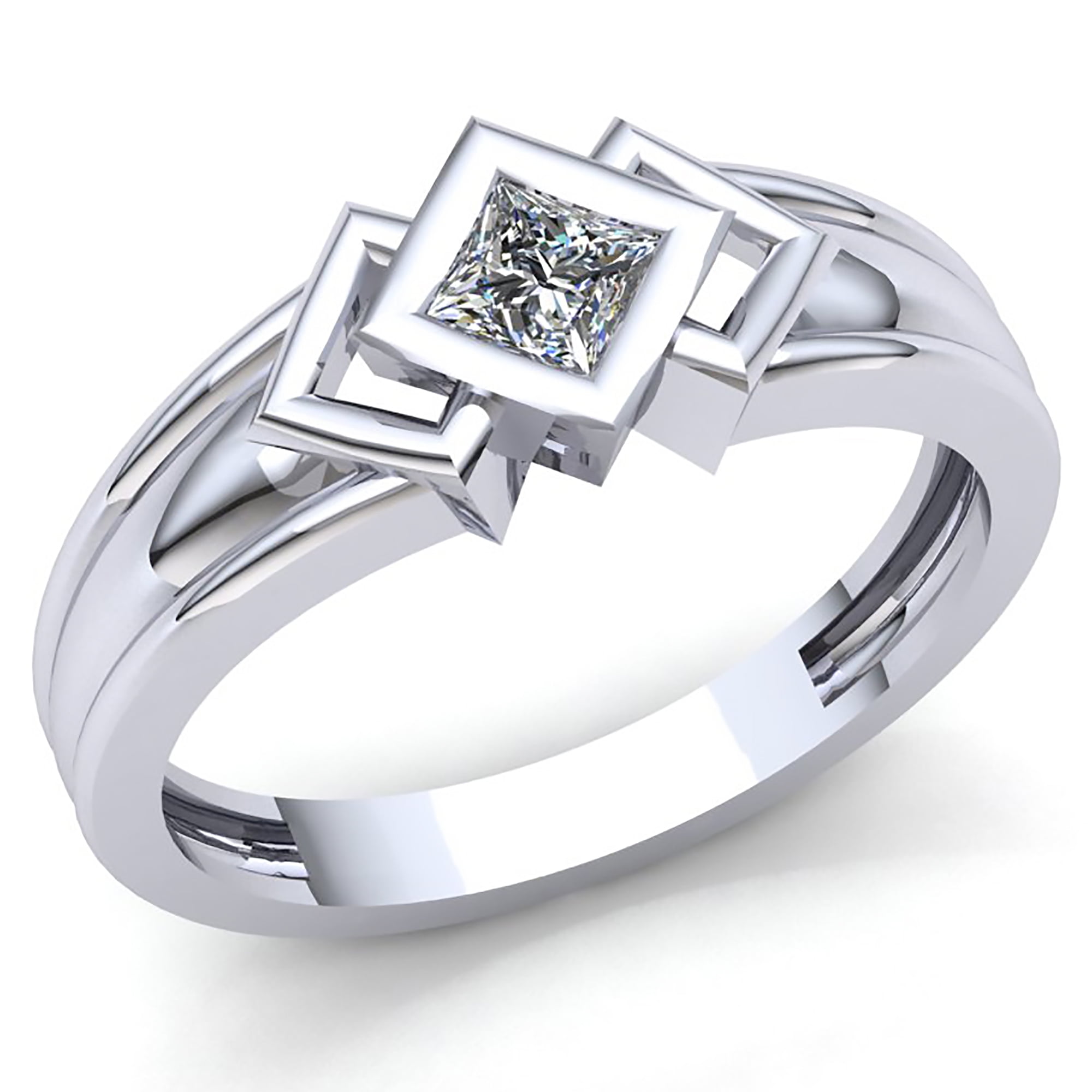 Natural 0.75ct Princess Cut Diamond Mens Classic Solitaire Anniversary ...