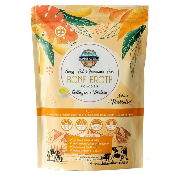 Caldo de huesos en polvo Paradise Naturals 100% carne de res orgánica ...