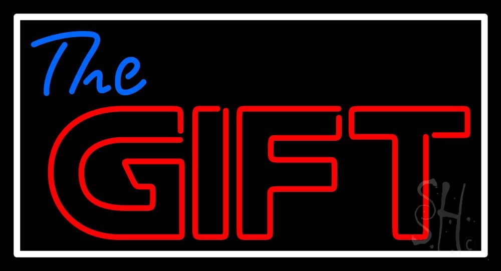 The Gift With Border LED Neon Sign 20" Tall x 37" Wide - inches, Black ...