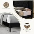 Flolinda Queen Size Velvet Upholstered Fabric Bed Frame with Vertical ...