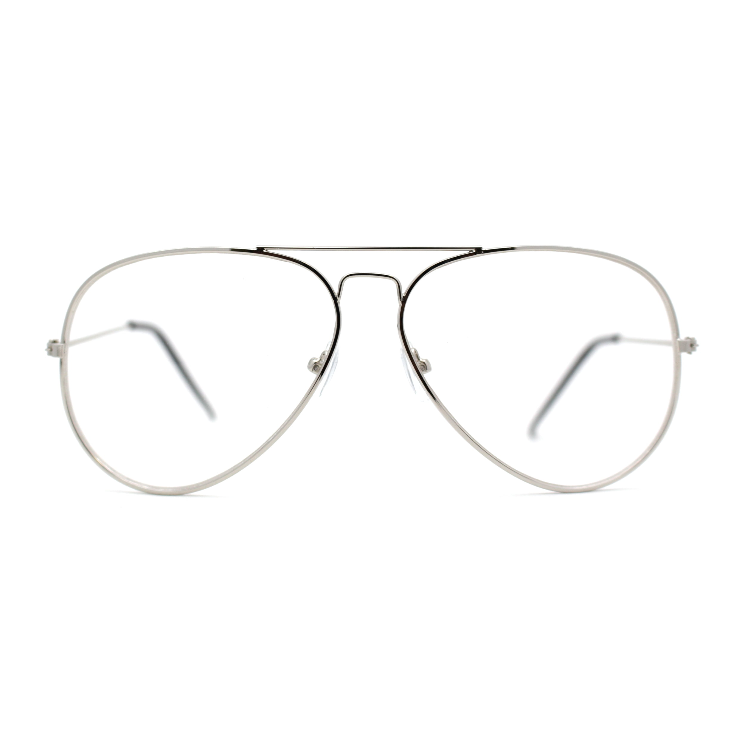 Iconic Tear Drop Clear Lens Metal Rim Cop Glasses Silver - Walmart.com