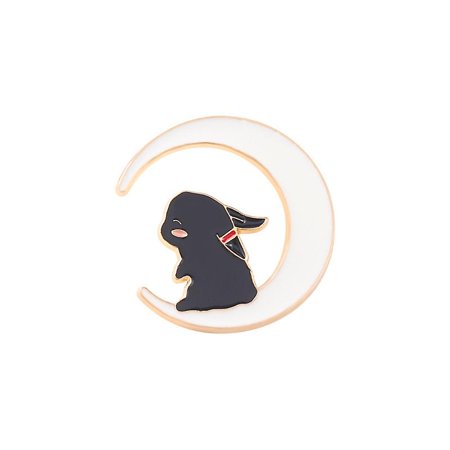 White Rabbit Star Enamel Lapel Pins Black Rabbit Moon Badge Brooches ...