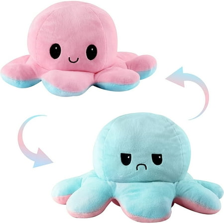 Octopus Mood Stuffed Animal, Octopus Plush Toy, Pink + Light Blue, 40CM ...
