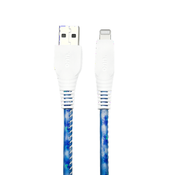 onn. 6' Fashion Cable, USB-A to Lightning Cable with Cable Management ...