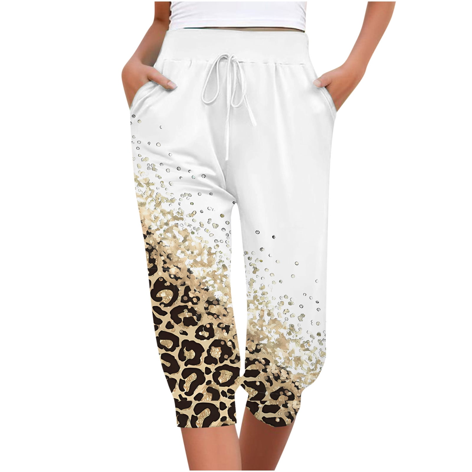 Pbnbp Capris For Women Casual Summer Clearance High Waisted Drawsting