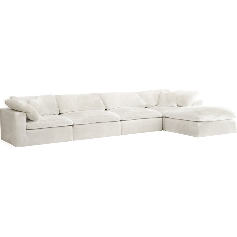 Meridian Furniture Cozy Cream Velvet Modular Sectional - Walmart.com