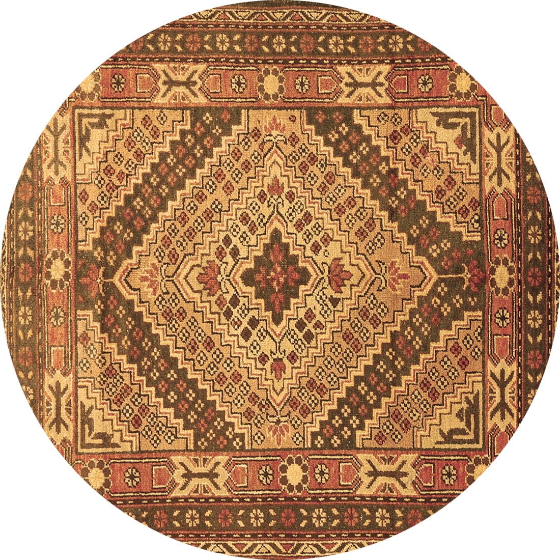 Ahgly Company Indoor Round Persian Brown Traditional Area Rugs, 6 ...