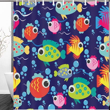 BOSDECO Cute Fish Animals Wildlife Textures Cartoon Texture Shower ...