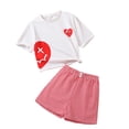Big Girls Spring Dress Round Neck Heart Print Short Sleeved T Shirt And ...