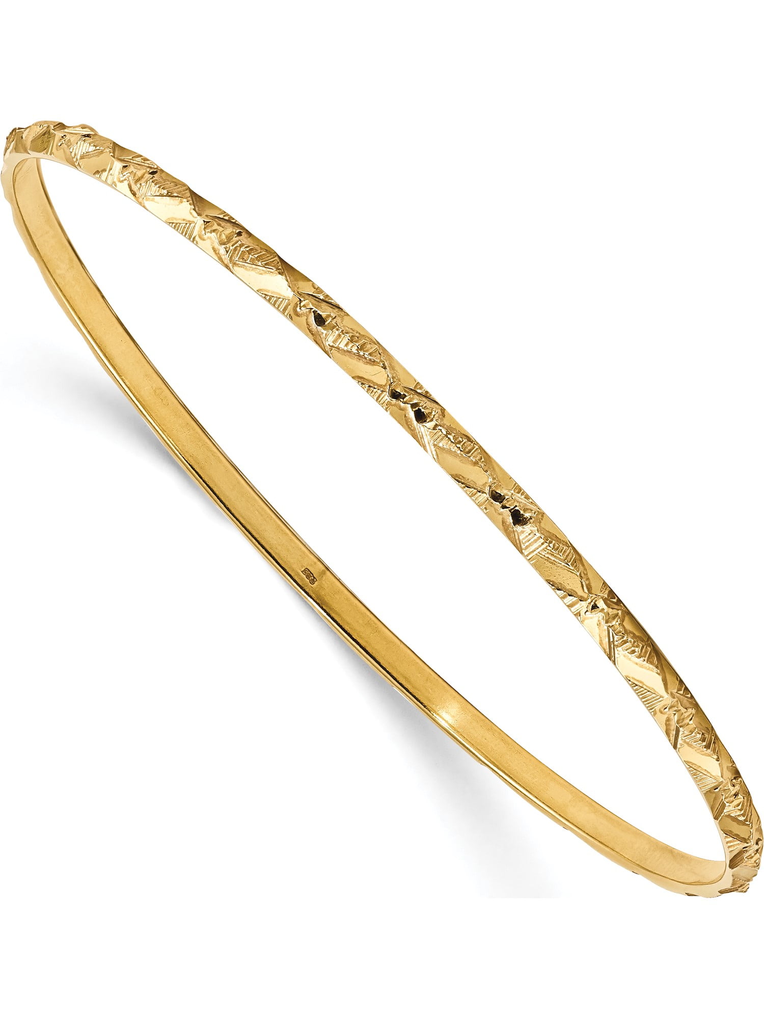 925 Sterling Silver / GP -tone Diamond Cut Slip-on Bangle | Walmart Canada