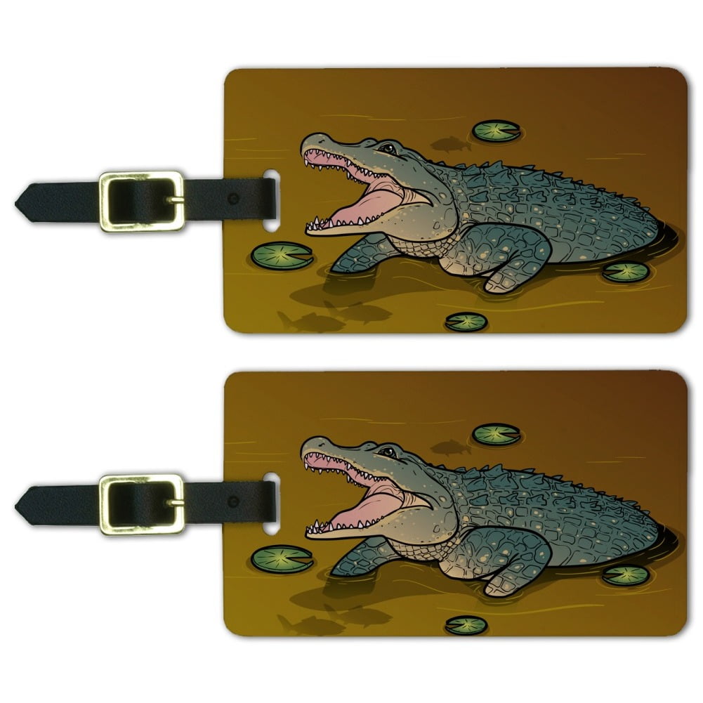 Alligator in Swamp with Lily Pads Luggage ID Tags Suitcase Carry-On ...