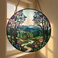 Blooming Forest Round Suncatcher – Stained Glass Style Woodland Window ...