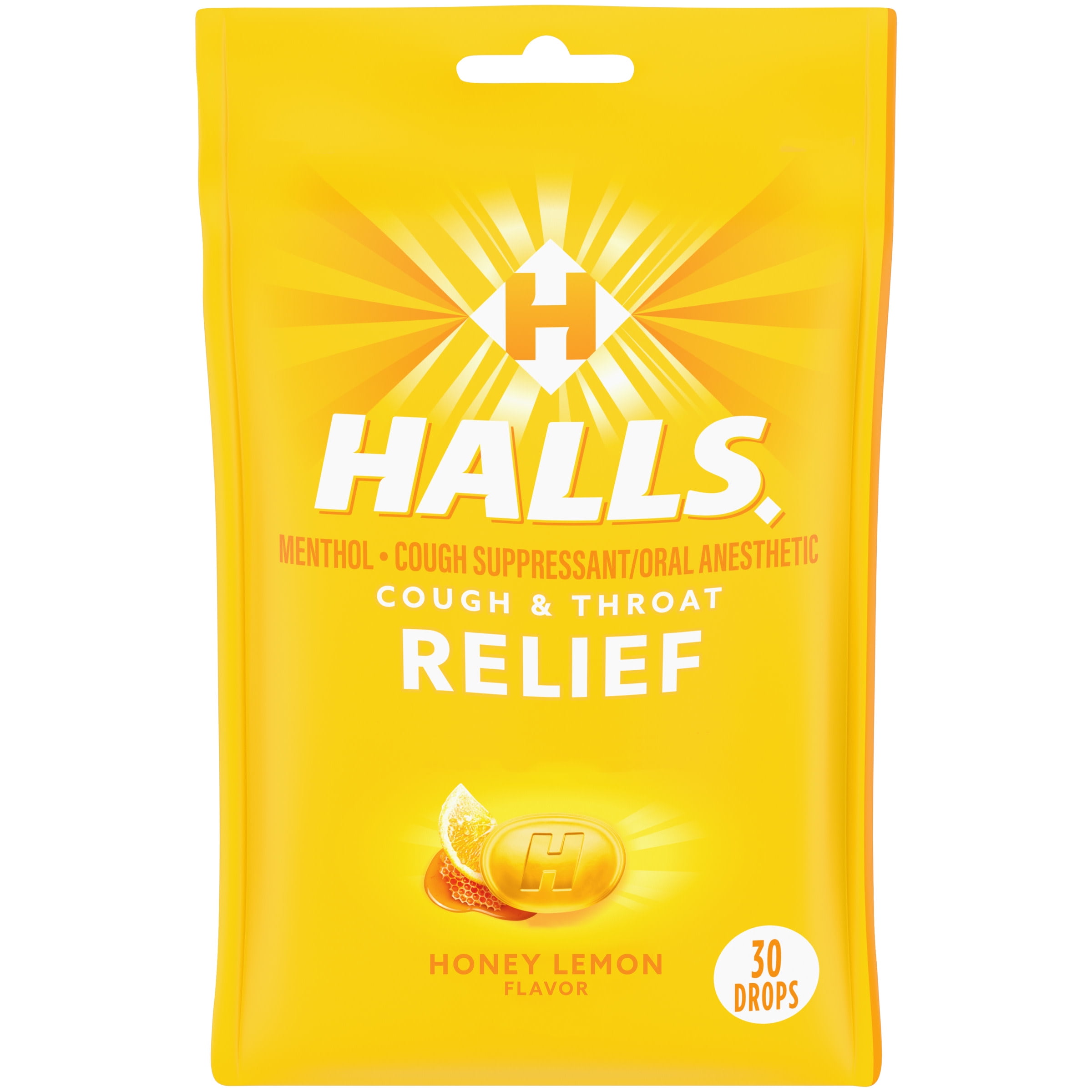 HALLS Relief Honey Lemon Cough Drops 30 Drops DroneUp Delivery
