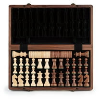 KiddiTouch 15'' Magnetic Wooden Chess & Checkers Set, 2 in 1 Folding ...