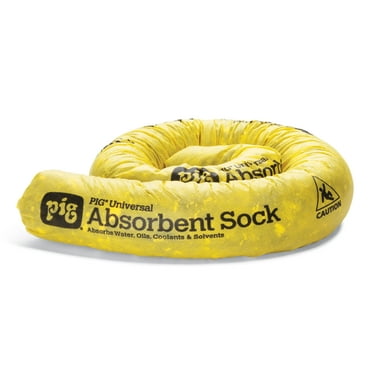 "PIG Absorbent Sock, 4'L x 3""W (3-Pack) - Reusable & Mildew-Resistant ...