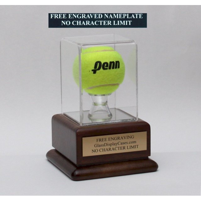 Tennis Ball Personalized Acrylic Display Case with Solid Walnut Wood ...