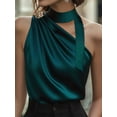 Elegant Women'S Satin Blouse with Asymmetrical Neck and Ruched ...