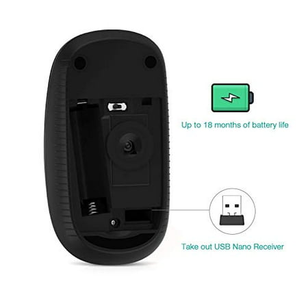 Jelly Comb 2.4G Slim Wireless Mouse with Nano Receiver MS001 (Black and ...