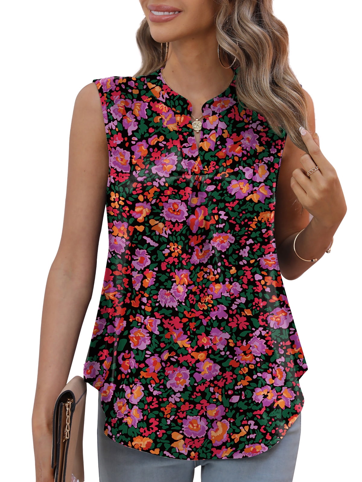 Mengpipi Womens Casual Tank Top Sleeveless Summer Shirts V-Neck Comfy ...