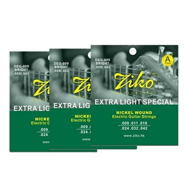 Ziko Electric Guitar Strings 09-42 2 Pack Set Hex High-Carbon Steel and ...