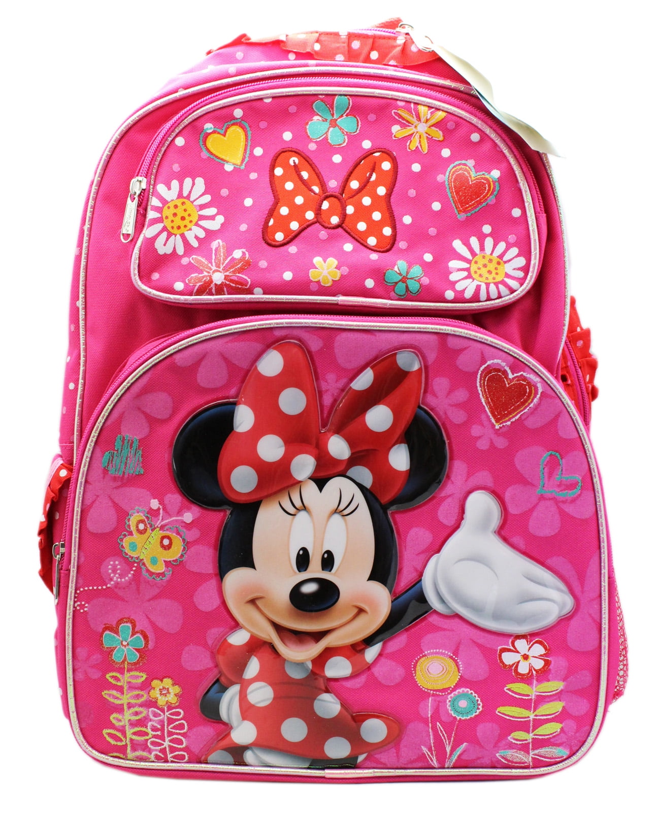 Disney's Minnie Mouse Flowery Pink Full Size Hair Bow Themed Backpack ...
