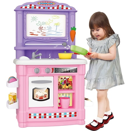 Toy Chef Kids Kitchen Toy Playset with Magnetic Drawing Board | Walmart ...